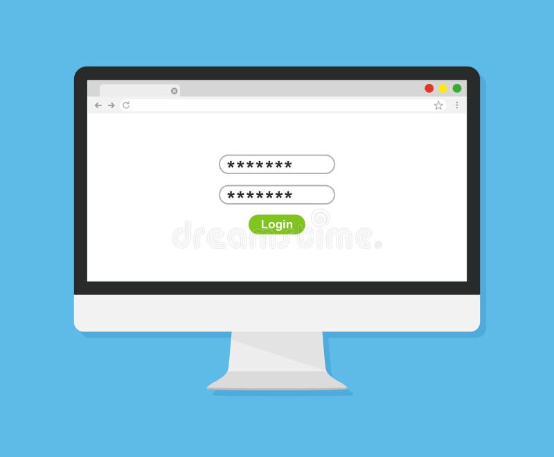 Pc with Login Form Page on Screen. Vector Illustration Stock Vector ...