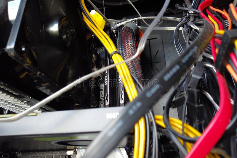 Pc Main Board and Other Parts Inside of Computer Stock Photo - Image of ...