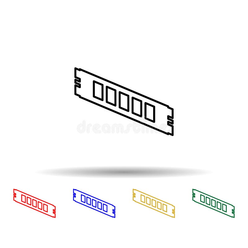 PC Memory RAM Multi Color Style Icon. Simple Thin Line, Outline Vector of Computer Parts Icons ...