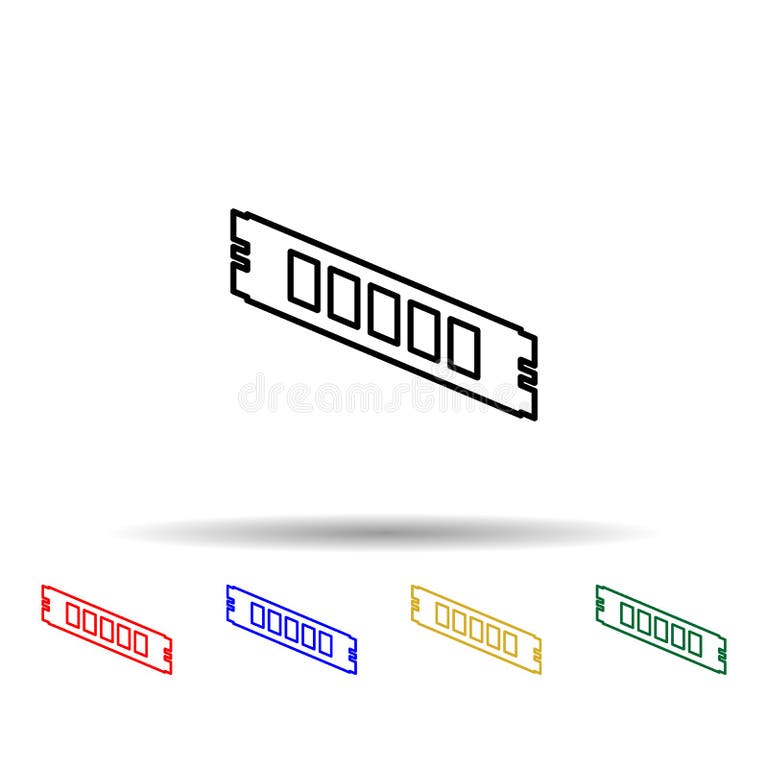 PC Memory RAM Multi Color Style Icon. Simple Thin Line, Outline Vector of Computer Parts Icons ...