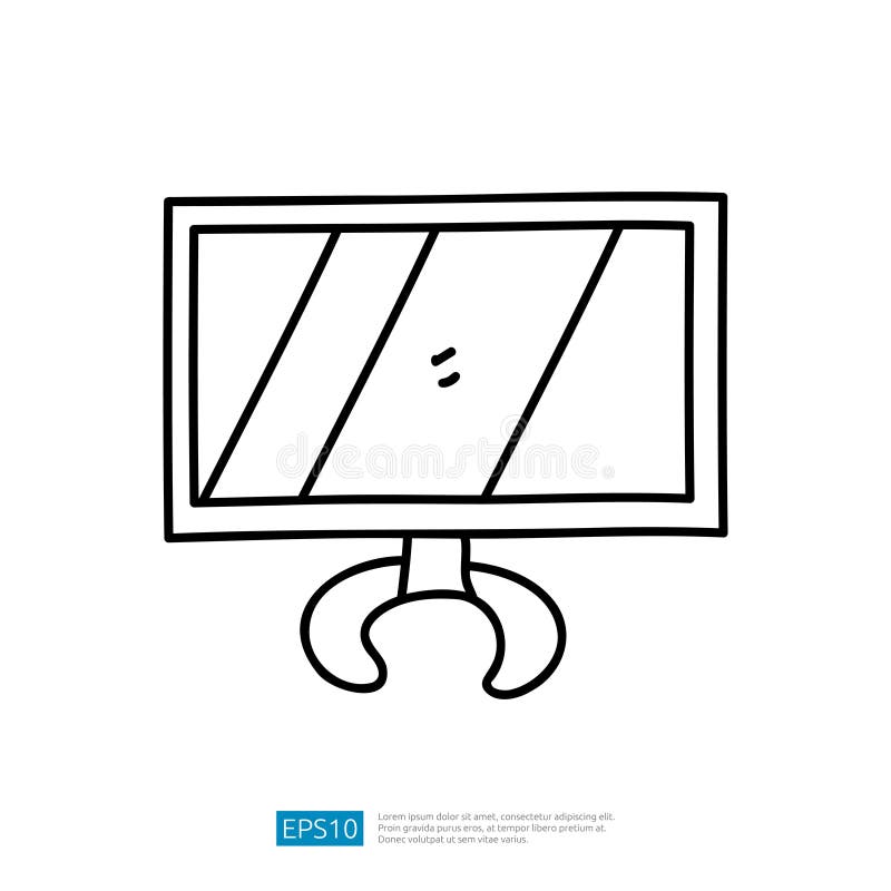 PC-Monitor-Doodle-Symbol vektor abbildung. Illustration von abbildung ...