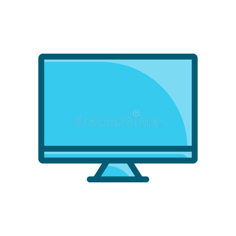 Monitor Icon Hand Drawn Vector Illustration Isolated on White ...