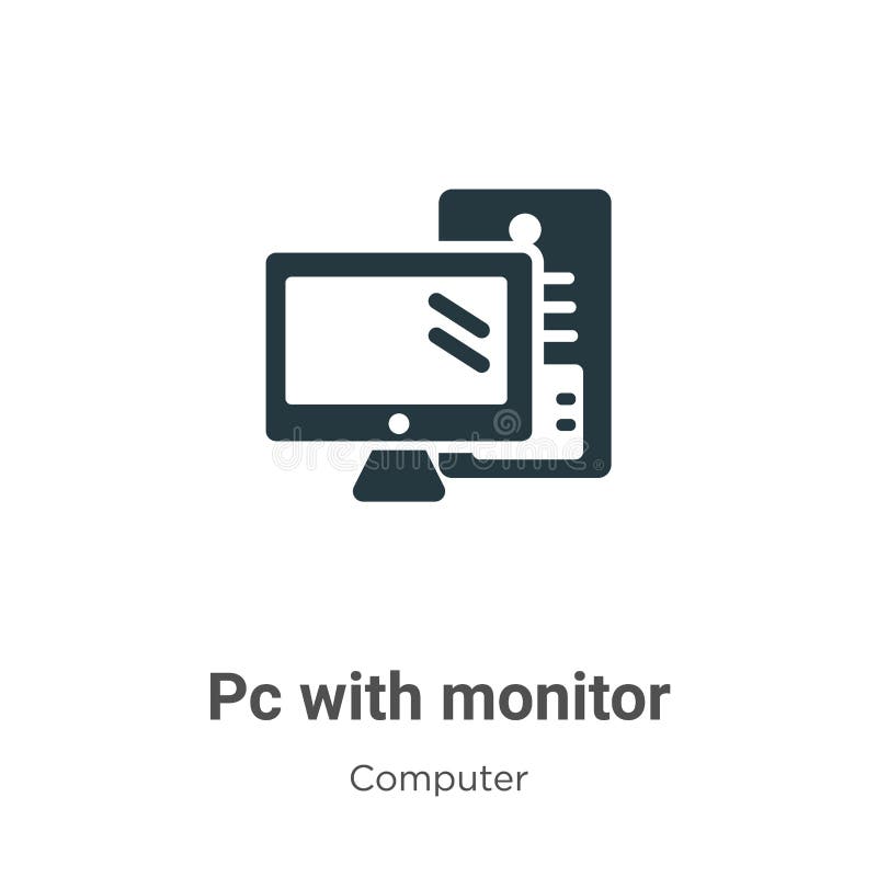 Pc with Monitor Vector Icon on White Background. Flat Vector Pc with ...