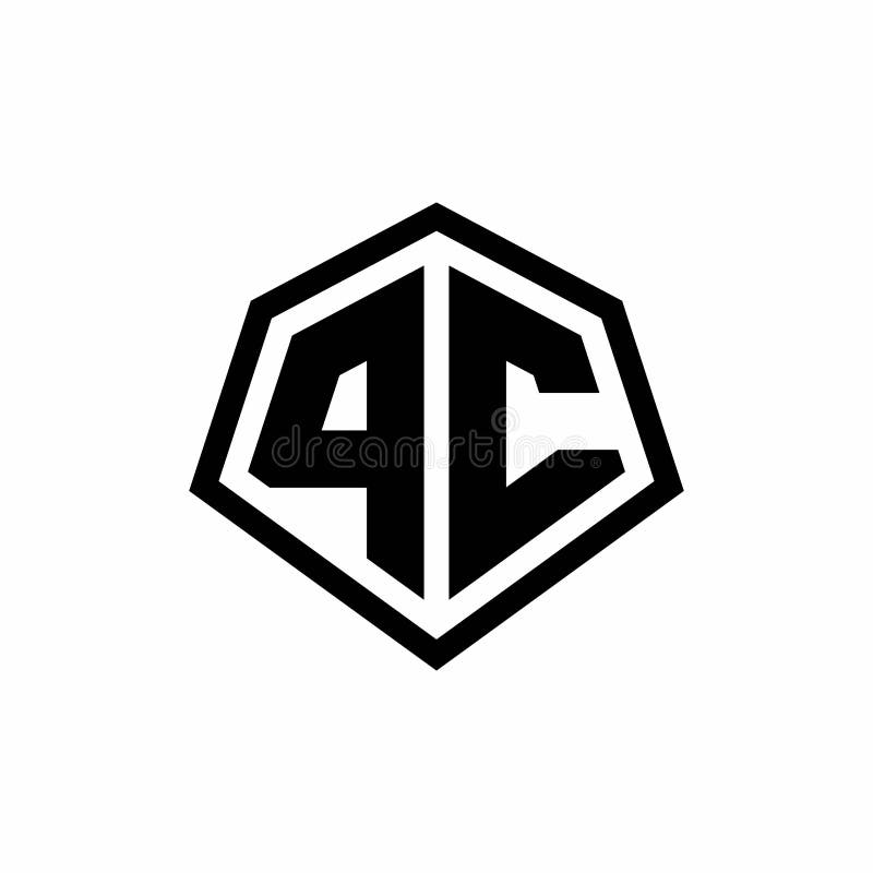 PC Monogram Logo with Hexagon Shape and Line Rounded Style Design ...