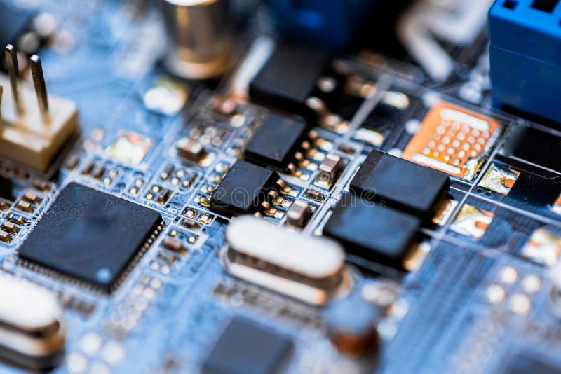 PC Motherboard with Chips, Transistors and Microprocessors Stock Photo ...