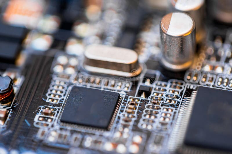PC Motherboard with Chips, Transistors and Microprocessors Stock Photo ...