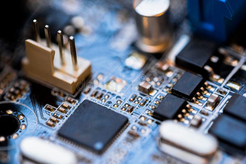 PC Motherboard with Chips, Transistors and Microprocessors Stock Photo ...