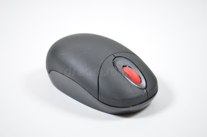 A PC Mouse, Black Plastic Isolated on White Stock Image - Image of cord ...