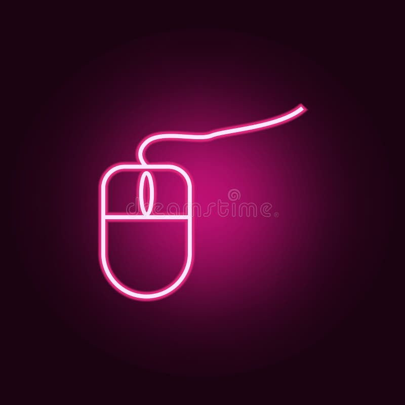 PC Mouse Icon. Elements of Web in Neon Style Icons Stock Illustration ...