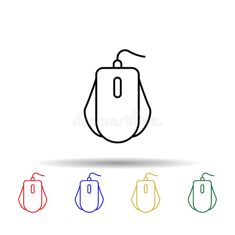 PC Mouse Multi Color Style Icon. Simple Thin Line, Outline Vector of Computer Parts Icons for Ui ...