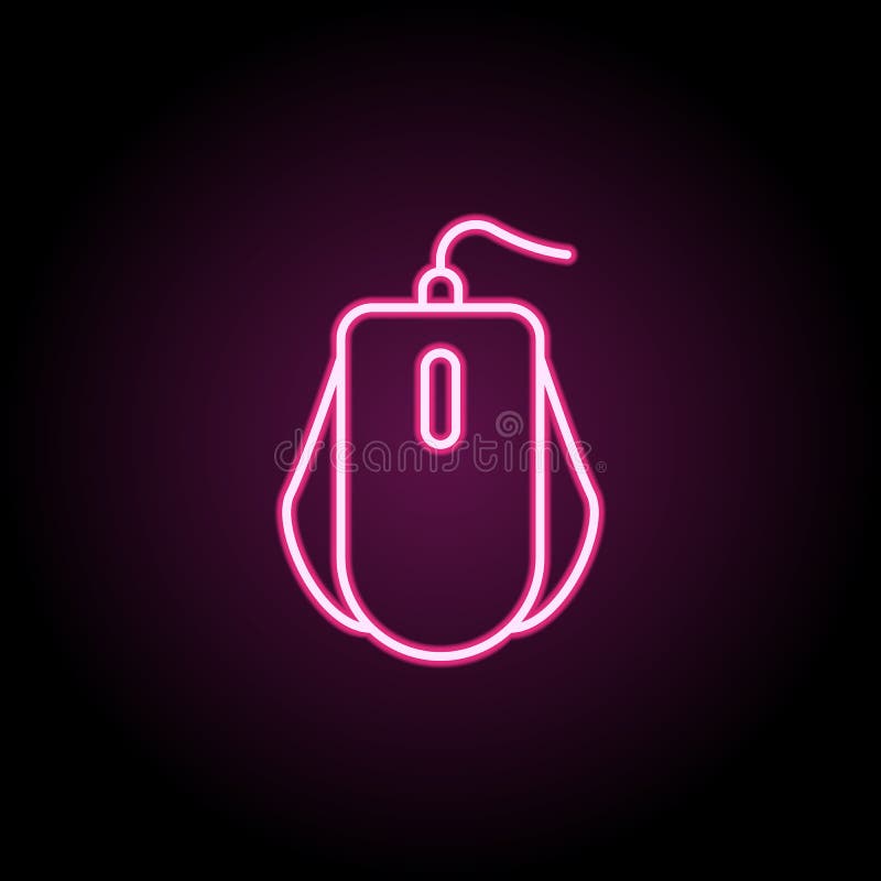 Pc Mouse Neon Icon. Simple Thin Line, Outline Vector of Computer Parts ...