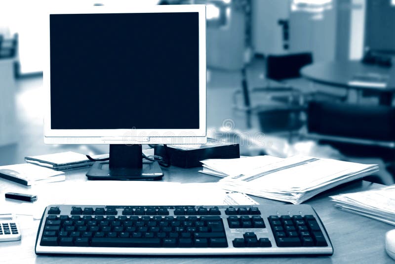 Pc in office stock image. Image of information, keyboard - 5415429