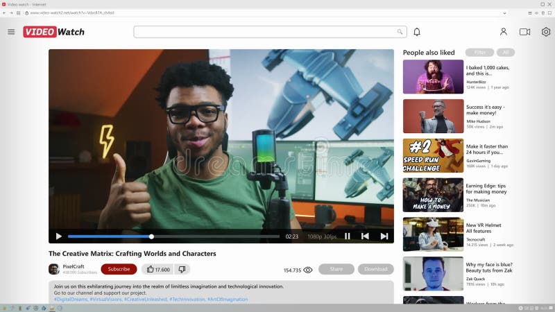 PC Screen with Animation of Website with Video Playback about 3D ...