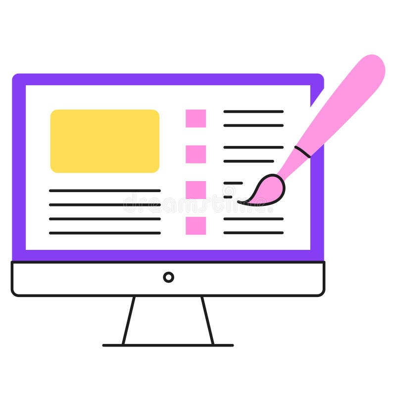 A Pc Screen Icon with Options and a Brush, Representing Computer ...