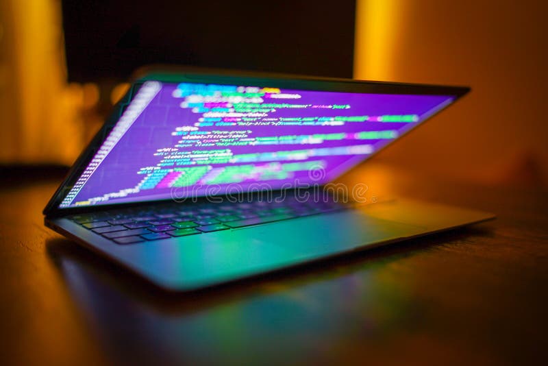 PC Screen Where the Program is Reflected Stock Photo - Image of codes ...