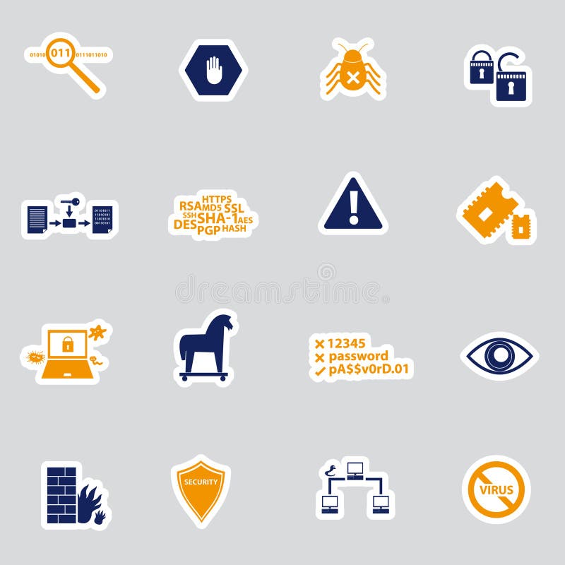 Pc security stickers eps10 stock vector. Illustration of black - 40229582