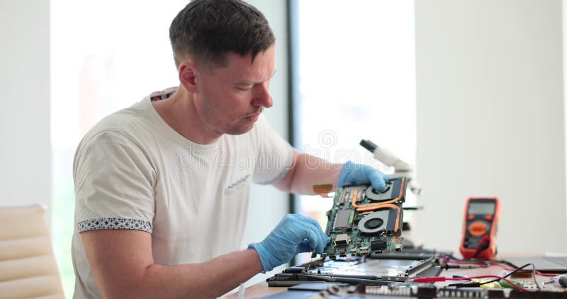 PC Service and Laptop Repair Engineer Service Support Stock Video ...