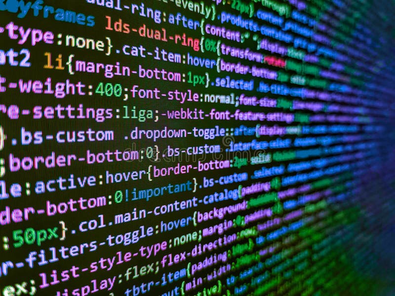 PC Software Creation Business. Programmer Typing New Lines of HTML Code ...