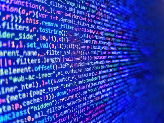 PC Software Creation Business. Programming Source Code Abstract Screen of Software Developer ...