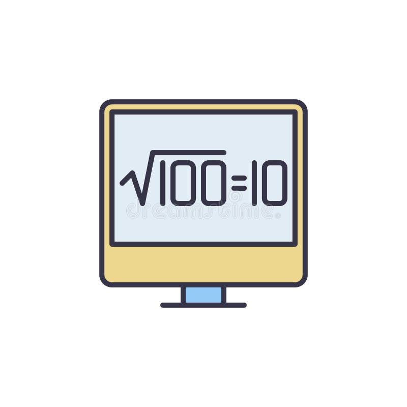 PC with Square Root of 100 Vector Concept Modern Icon Stock Vector ...