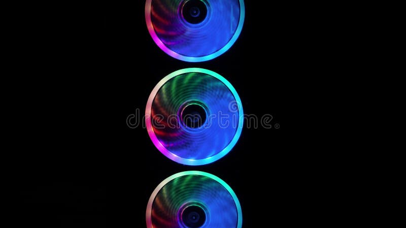 PC Standing in Dark Room. Led RGB Colorfull Lighting. Gaming PC ...