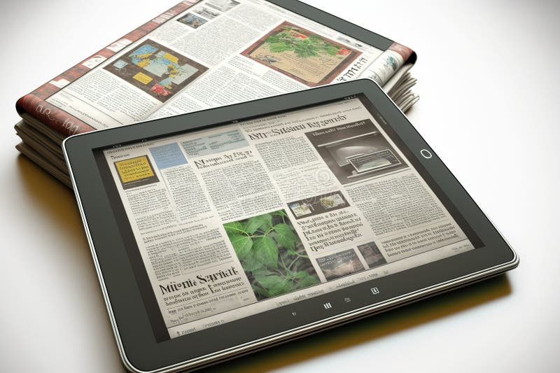 Pc Tablet Magazine Newspaper Stock Illustration - Illustration of book ...