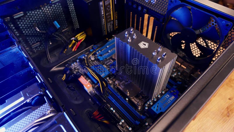 PC Technician Serves Modern Motherboard Close Up. Upgrading Computer ...