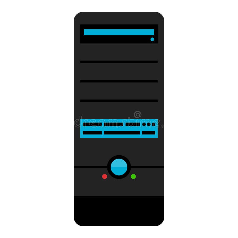 PC Tower Case Desktop Flat Icon on White Stock Vector - Illustration of ...