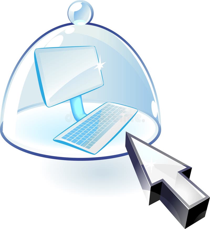 PC Under Bell-glass with Cursor Stock Vector - Illustration of keeping ...
