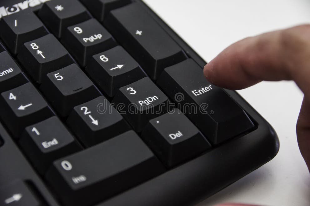 PC User is Hitting Enter Button To Activate Computer Command Stock ...