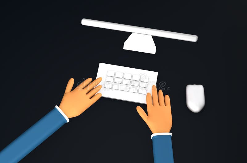 Pc Using Hand 3d Render Illustration Image Stock Illustration ... Pc Using Hand 3d Render Illustration Image Stock Illustration ...