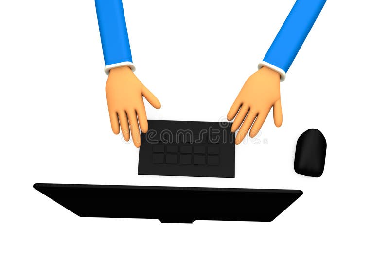 Pc Using Hand 3d Render Illustration Image Stock Illustration ... Pc Using Hand 3d Render Illustration Image Stock Illustration ...