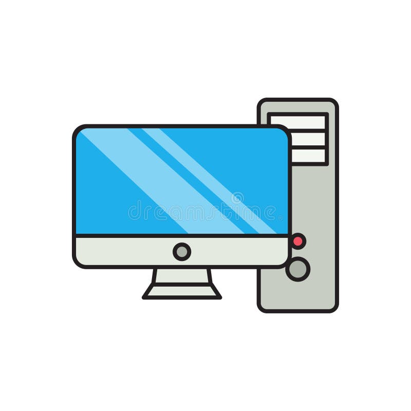 PC vector flat color icon stock vector. Illustration of creativity ...