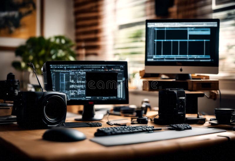 Pc Work 90 Computer Desk S Classic Setup Stock Illustration ...