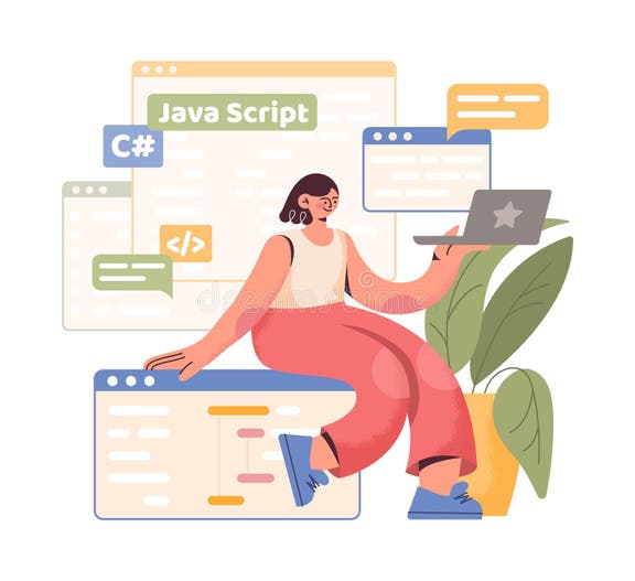 PC Work. Computer Programmer Character. Browser Windows. Web Software. Programming Script ...