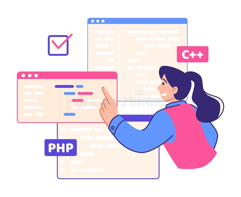 Programmer Girl Character Stock Illustrations – 2,403 Programmer Girl ...