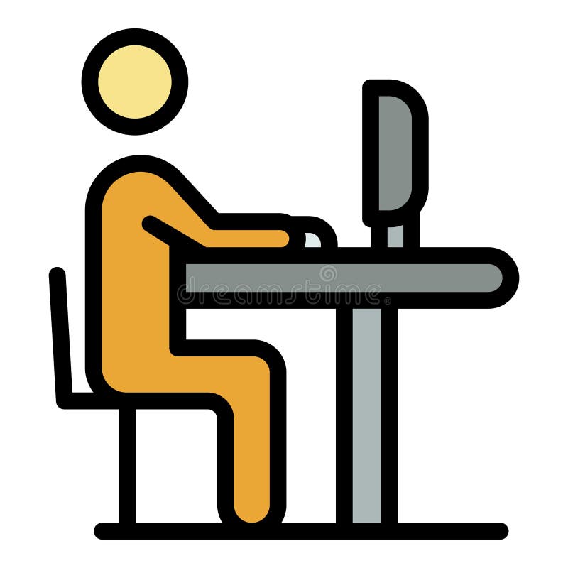 Pc Working Icon Color Outline Vector Stock Vector - Illustration of ...