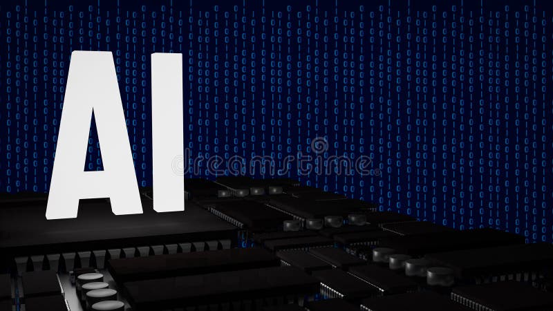The PCB Board and Chip for Ai Concept 3d Rendering Stock Illustration ...
