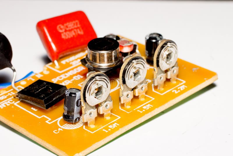 PCB Circuitry with Photo Diode, Laser, Resistors, Microchips ...