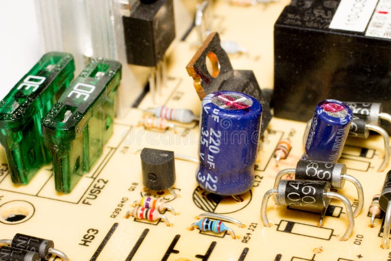 PCB Circuitry with Photo Diode, Laser, Resistors, Microchips ...