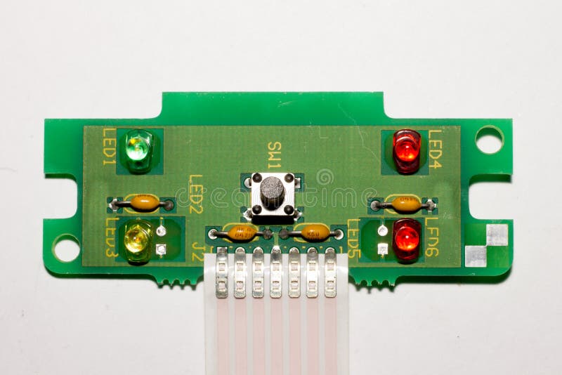 PCB Circuitry with Photo Diode, Laser, Resistors, Microchips ...