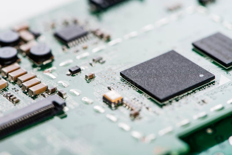 PCB with Different Components (close-up Shot) Stock Image - Image of ...