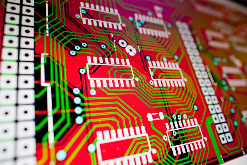PCB Electric Circuit on the PC Screen Stock Photo - Image of device ...