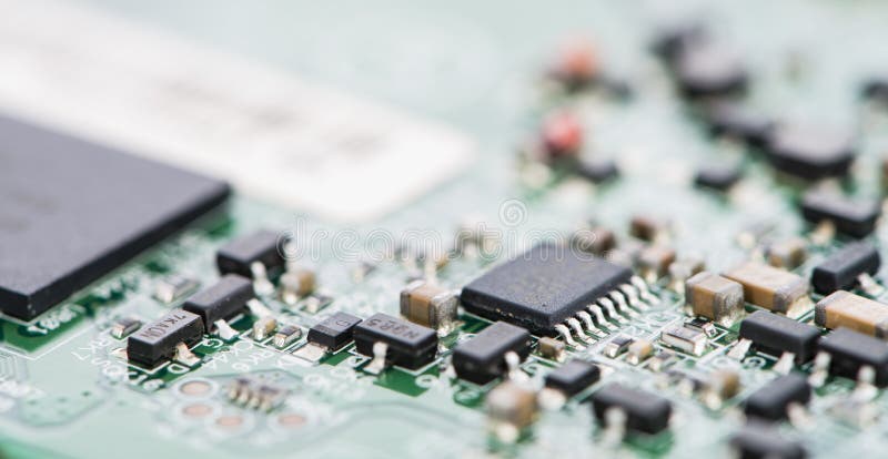 PCB macro shot stock photo. Image of board, capacitor - 48479232