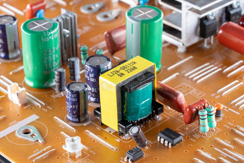 PCB Power Supply with Mosfet Transistor Stock Image - Image of board ...