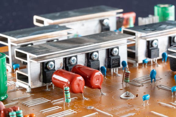 PCB Power Supply with Mosfet Transistor Stock Image - Image of board ...