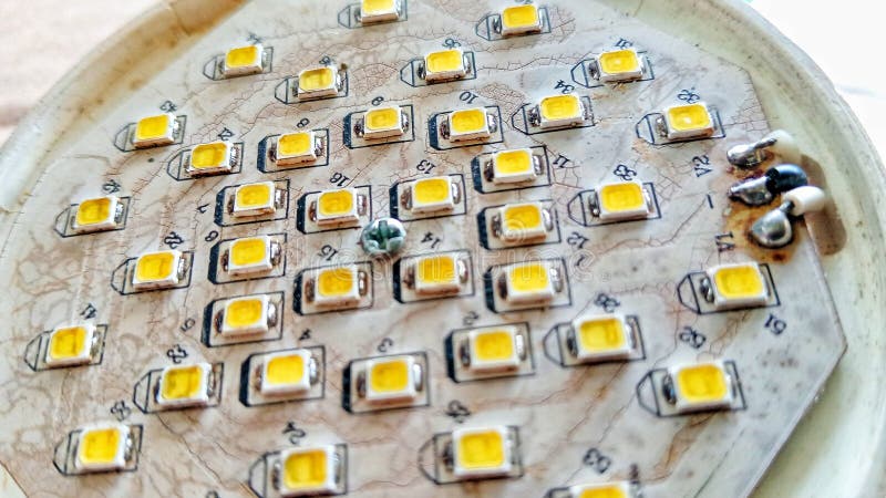 PCB & X28;Printed Circuit Board& X29; of LED Light Bulb Close Up Stock ...