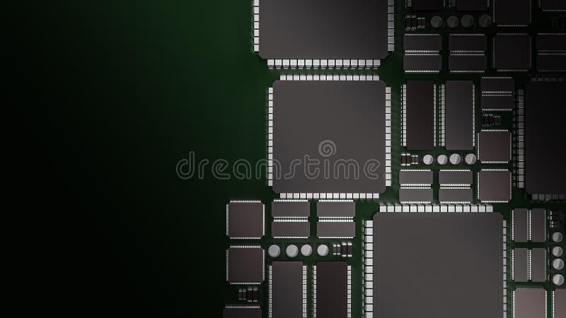 The Pcb or Printed Circuit Board for Technology Content 3d Rendering ...