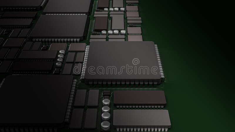 The Pcb or Printed Circuit Board for Technology Content 3d Rendering ...