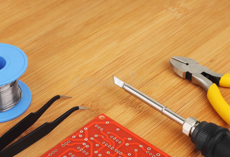 PCB and tools stock photo. Image of space, bobbin, diagonal - 116647622